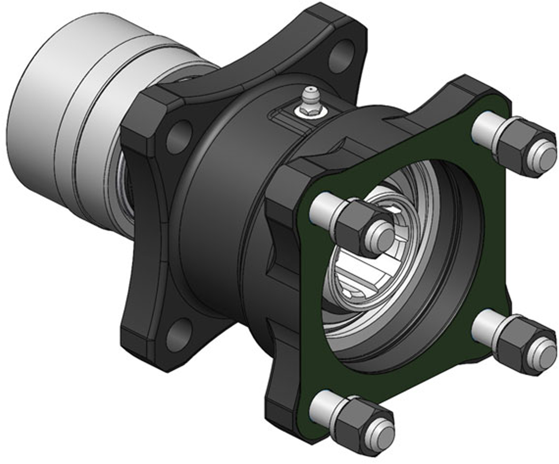 ADAPTER 85MM ISO PUMP TO ASAE 1-3/8" FEMALE + GREASE NIPPLE