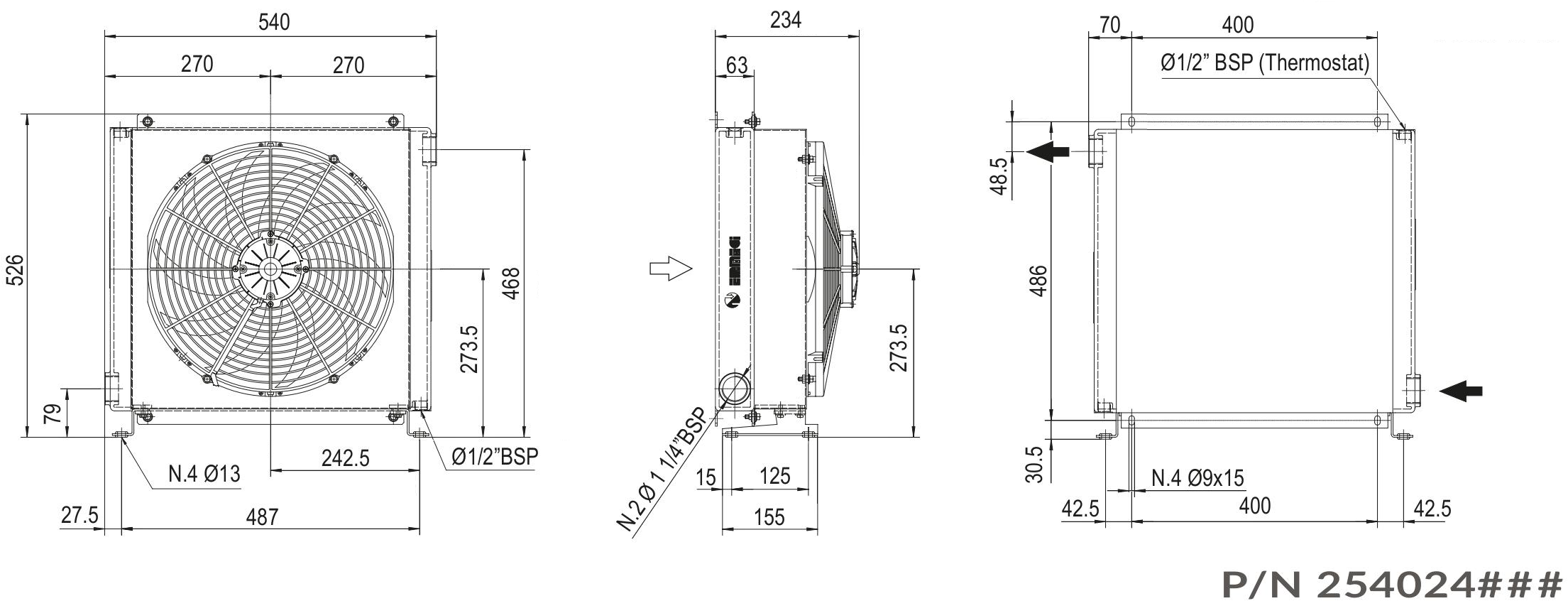 OIL COOLER 2040K 24V DC EMMEGI