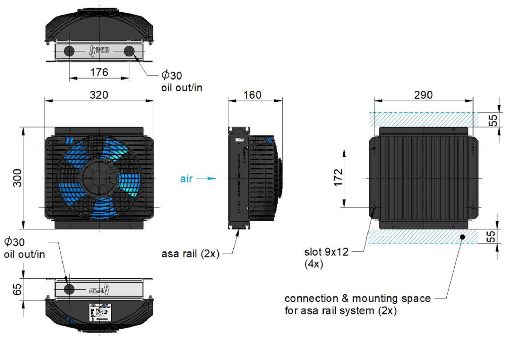 ASA OIL COOLER TT 07 RAIL 24V 150 L/M