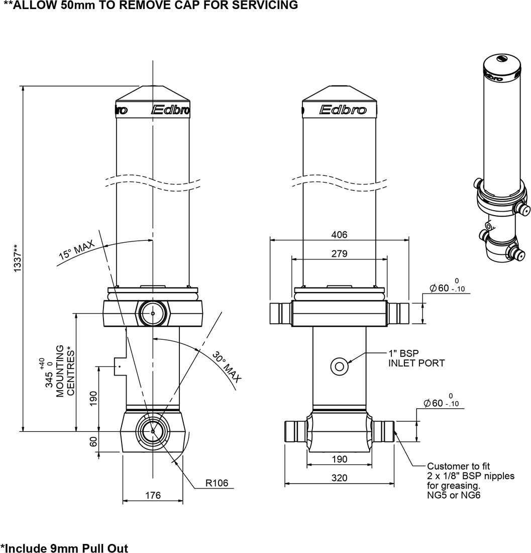 TIPPING CYLINDER CS13 4 STAGES 42 TONNES STROKE 4234