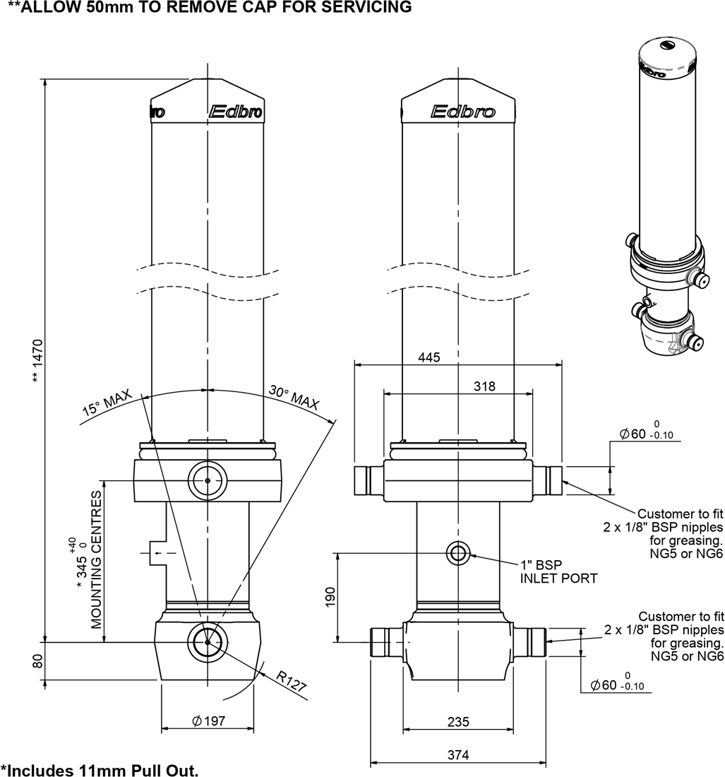 TIPPING CYLINDER CS15 4 STAGES 55 TONNES STROKE 6068