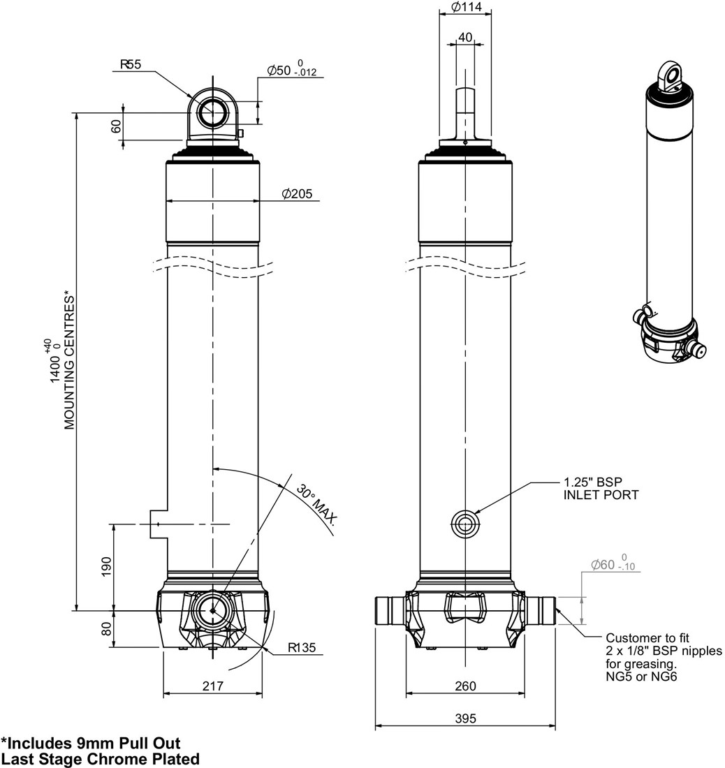 TELESCOPIC CYLINDER EDBRO CS17-S-5-5733-B19-A01