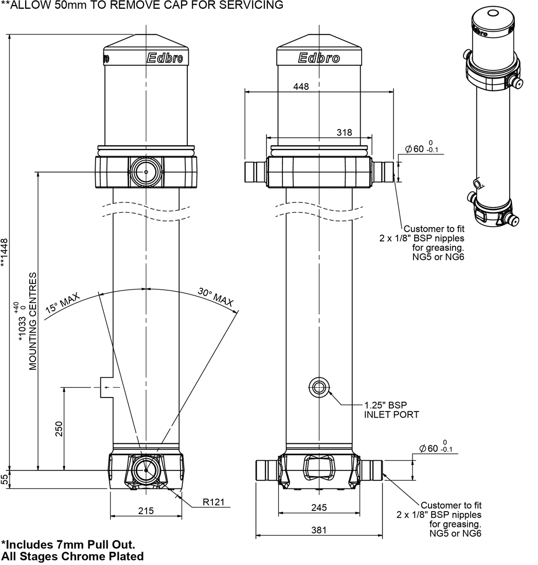 TIPPING CYLINDER CS17 5 STAGES 49 TONNES STROKE 5733 ULTRA (ALL STAGES ...