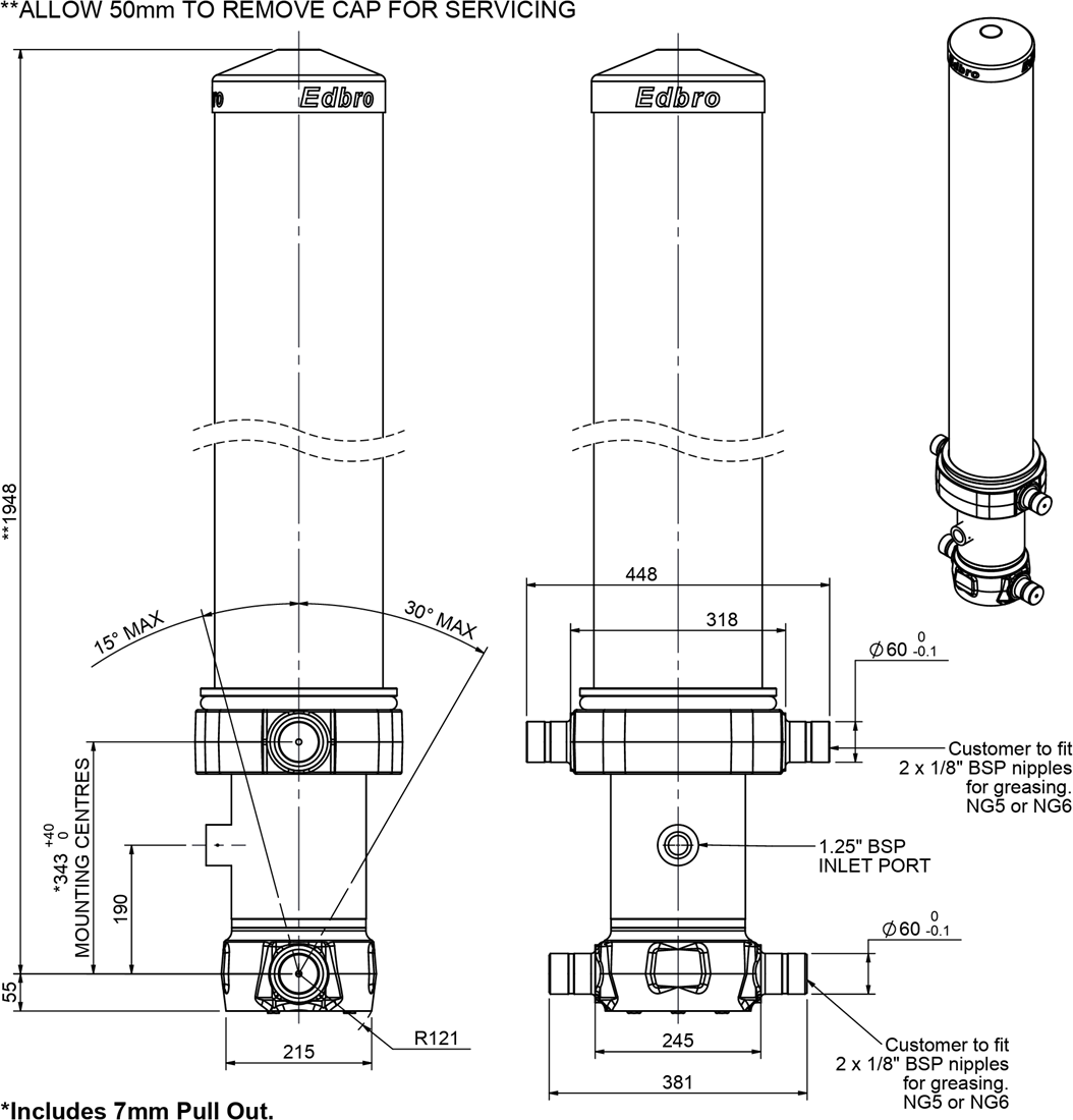 TIPPING CYLINDER ULTRA CS17 5 STAGES 40 TONNES STROKE 8233