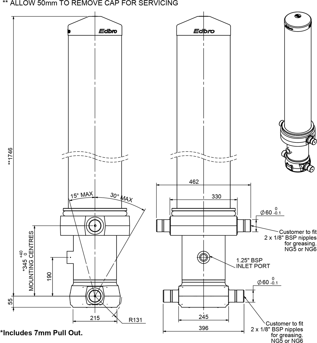 TIPPING CYLINDER ULTRA CS18 5 STAGES 46 TONNES STROKE 7233