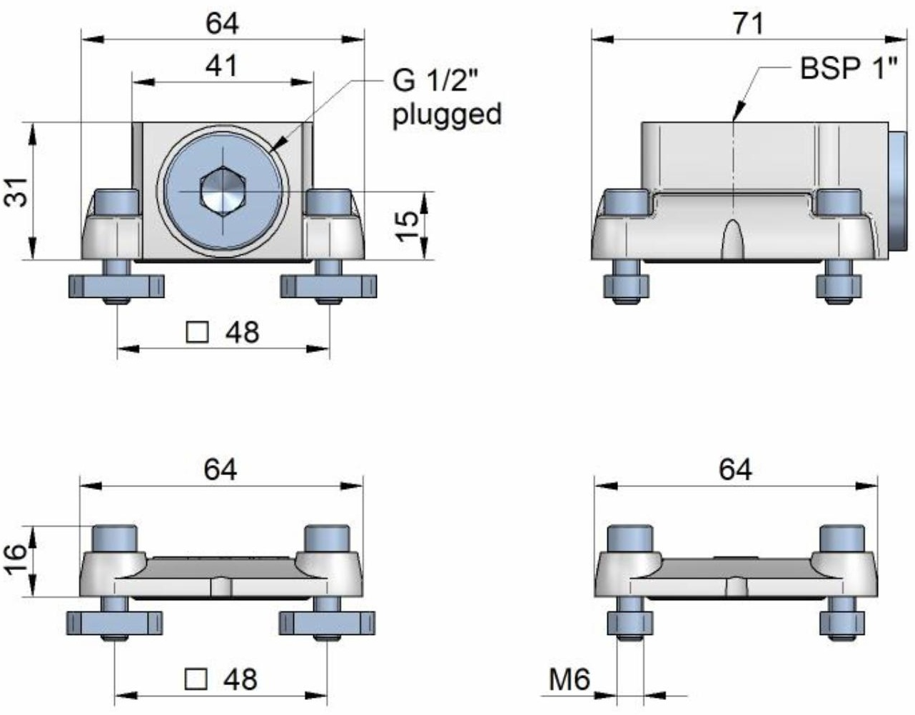 ASA RAIL CONNECTOR BSP 1" SET