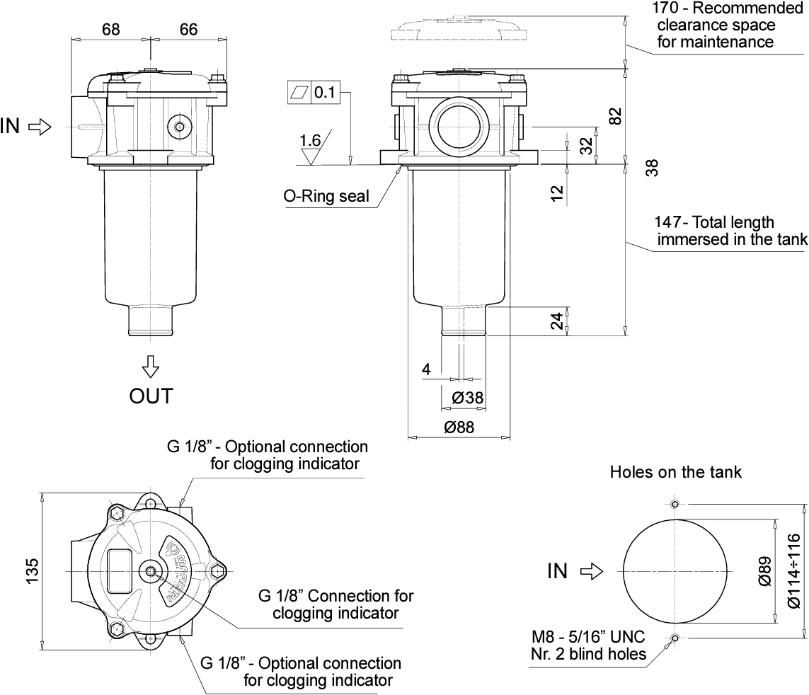 RETURN FILTER 1" 60 µm WIRE MESH