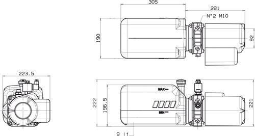 POWER PACK RE 1600W 12V 4.7 CC 9 PLASTIC TANK WITH LOWERING VALVE