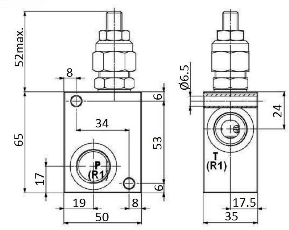 OVERDRUKVENTIEL DIRECT 40 L/M VEER 50-350 (MAX250)